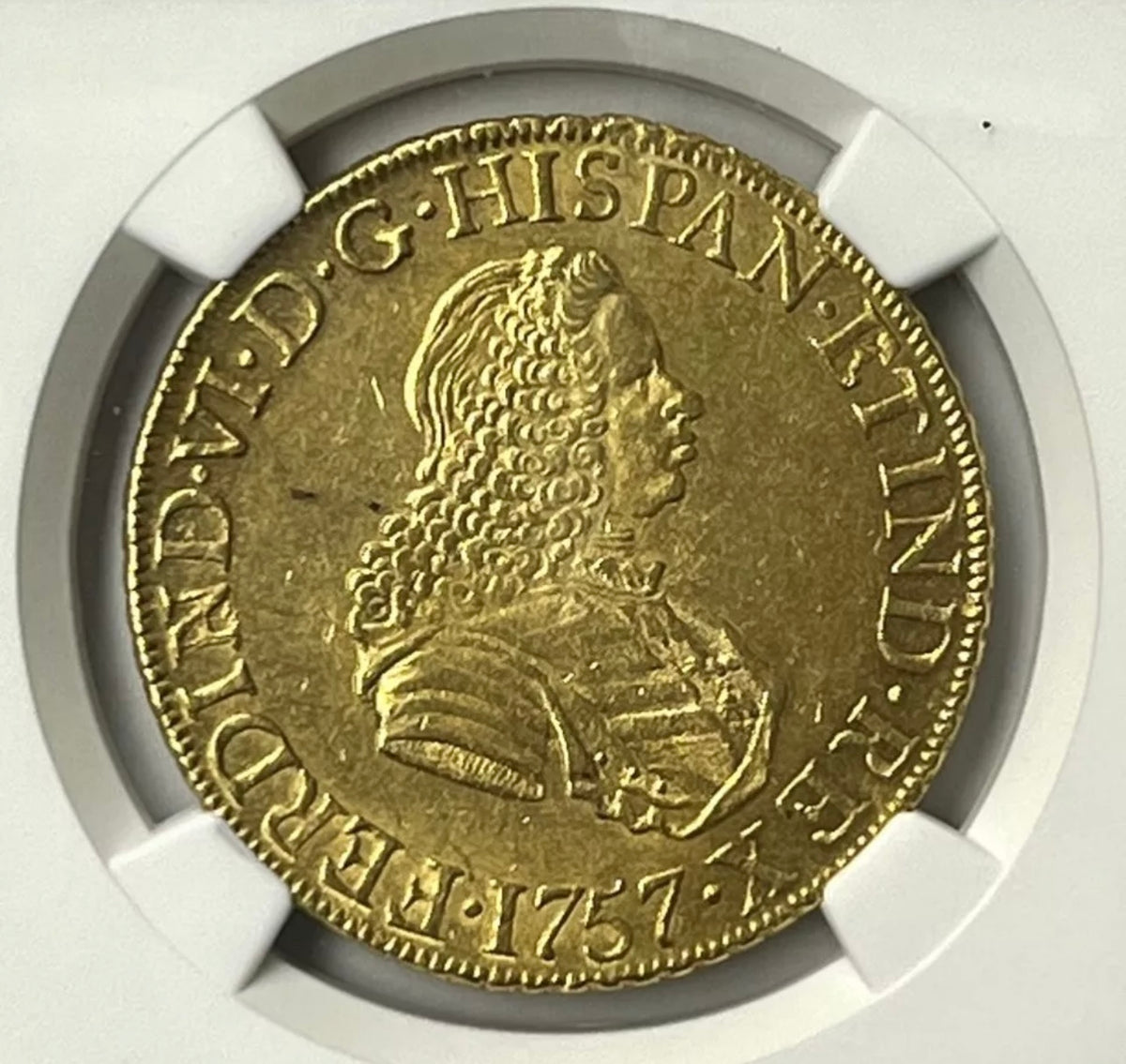 Ferdinand VI Peru Gold 8 Escudos 1757 LM-JM MS62 NGC Rare Finest Known – capstonecoins