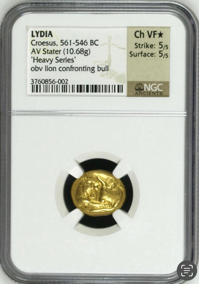 Croesus Gold Heavy Stater 561-546 BC NGC CHVF - World's First Gold Coin ...