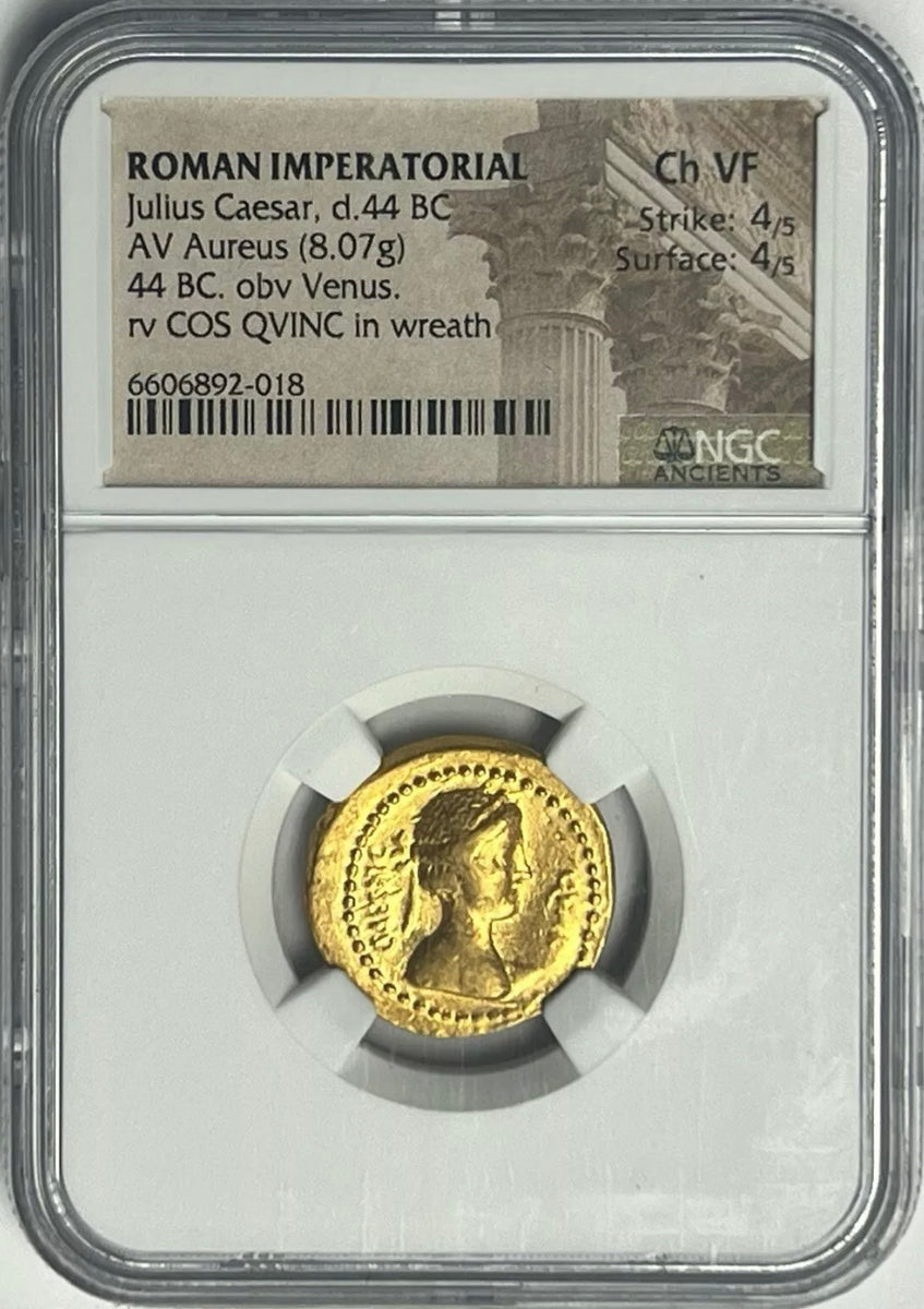 Rare Julius Caesar Dictator 44 BC Gold Bust Of Venus aureus NGC CHVF ...