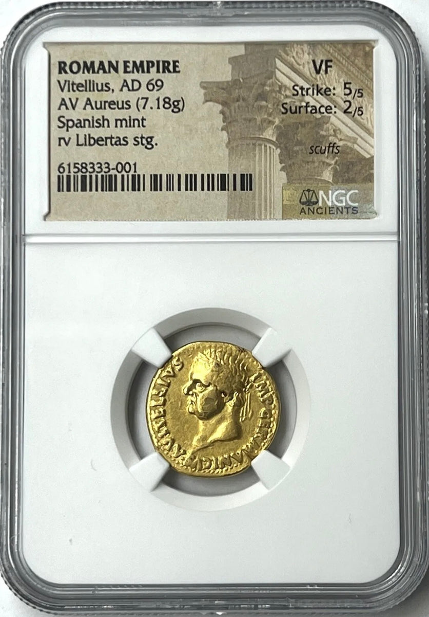 Rare Twelve Caesar’s Vitellius AD 69 Gold Aureus NGC VF Only Ruled For ...