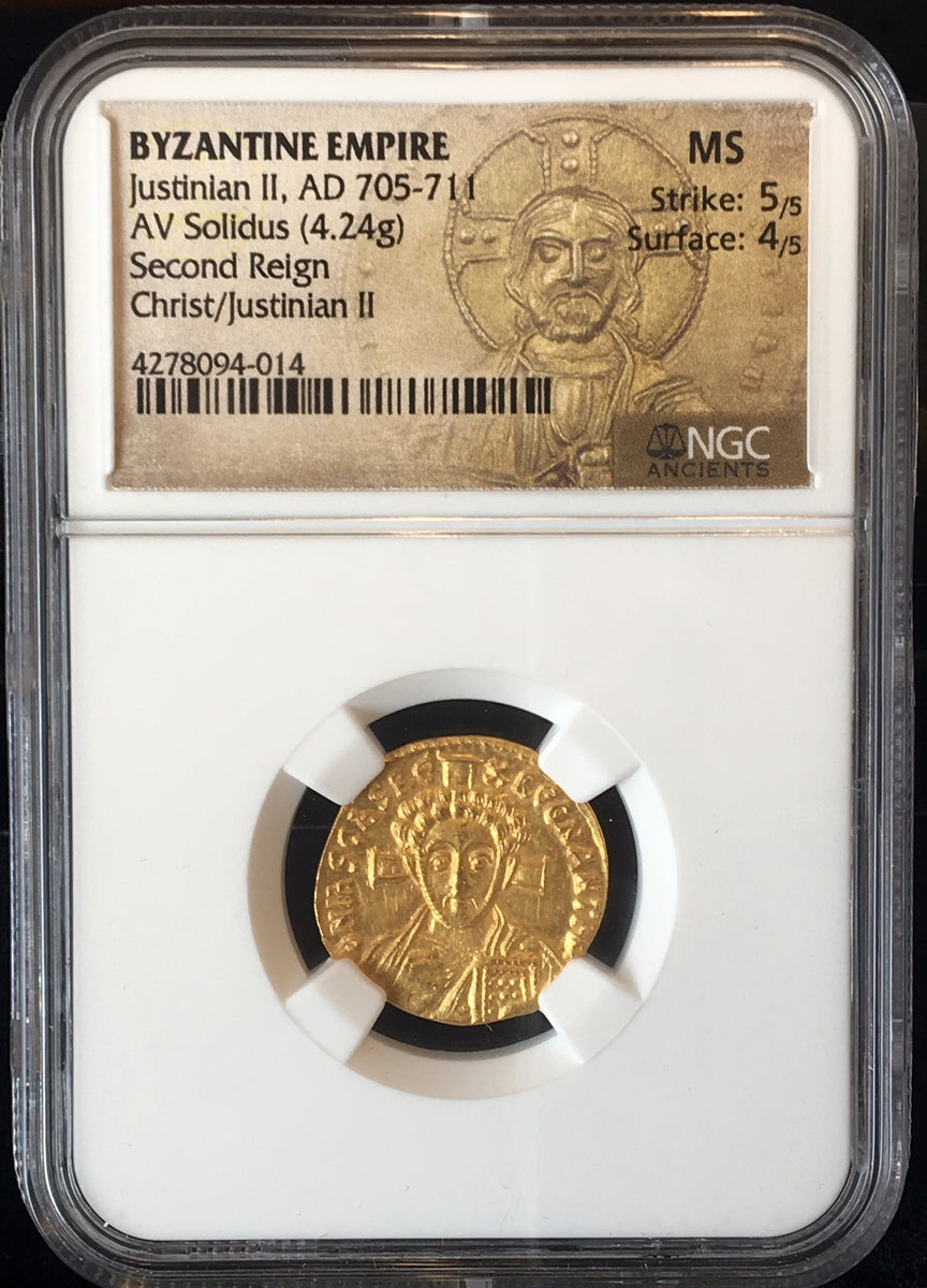 Justinian II Second Reign Gold Solidus NGC MS – capstonecoins