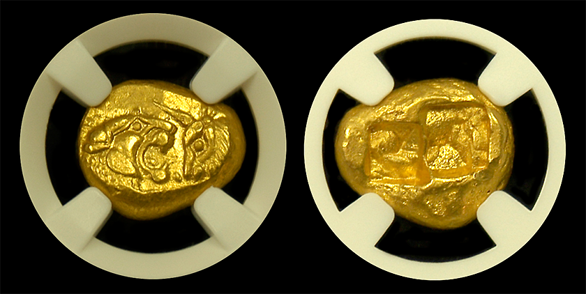 Croesus Lion and Bull "Light Series" Gold Stater NGC CHMS 4x5 ...