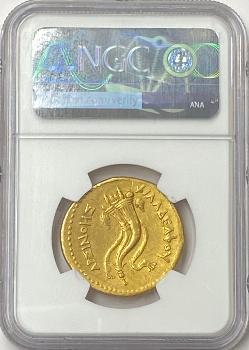 Ptolemaic Kingdom Arsinoe II Gold Octodrachm NGC XF 5x3 – capstonecoins